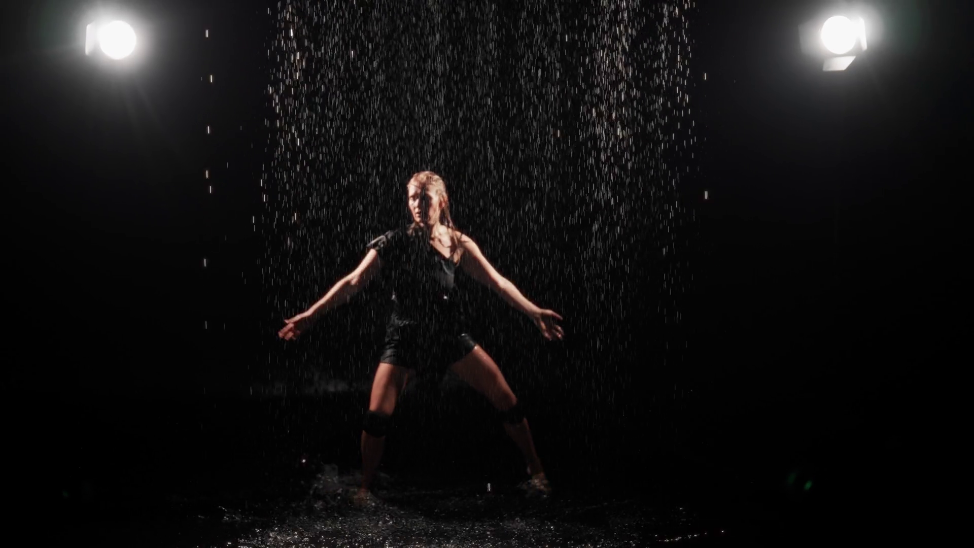 Sensual Woman Enjoy Dancing Under Rain Stock Footage SBV-348821814 ...