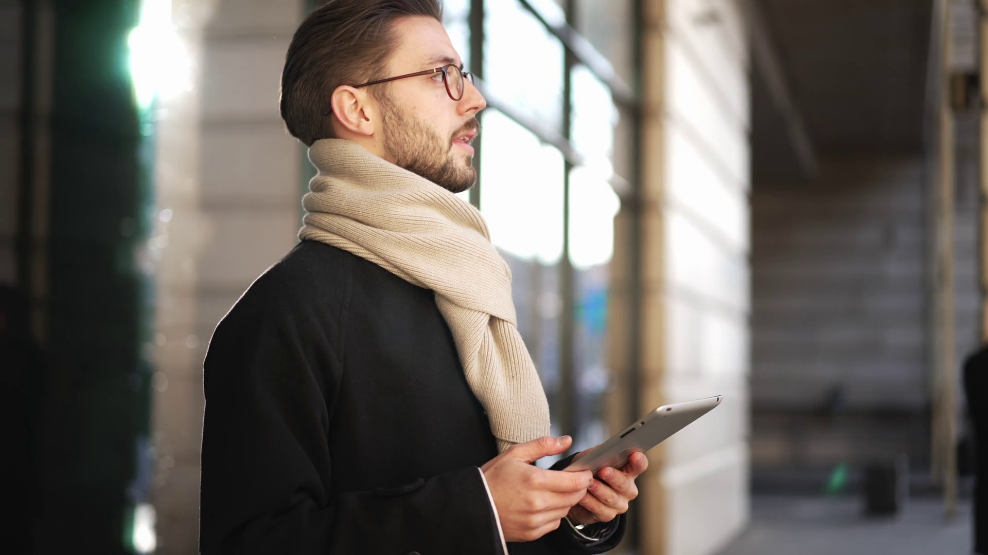 Man Modern Artist Designer Stands In City Stock Footage SBV-347396137 ...