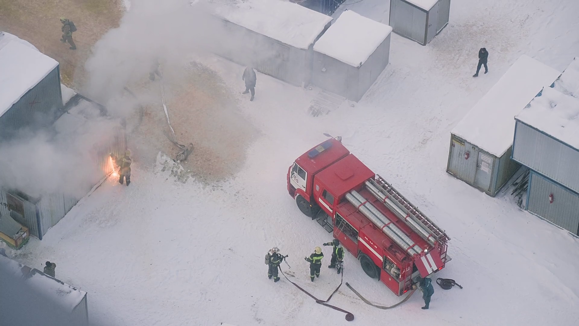 Top View Fire Brigade Work Fire Stock Footage SBV-347478293 - Storyblocks