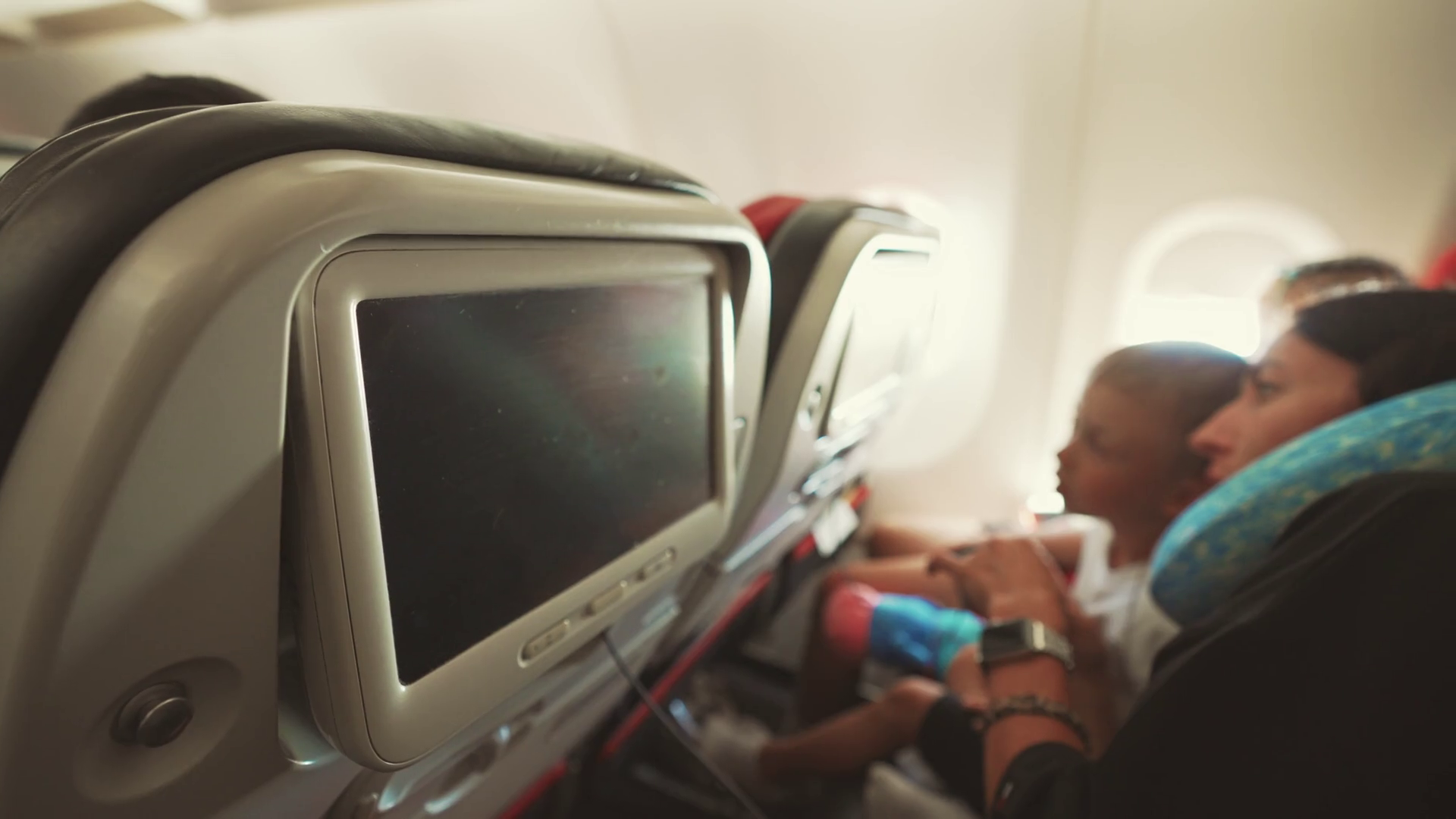Airplane Seat Screen In-flight Travel Stock Footage SBV-347707857 ...