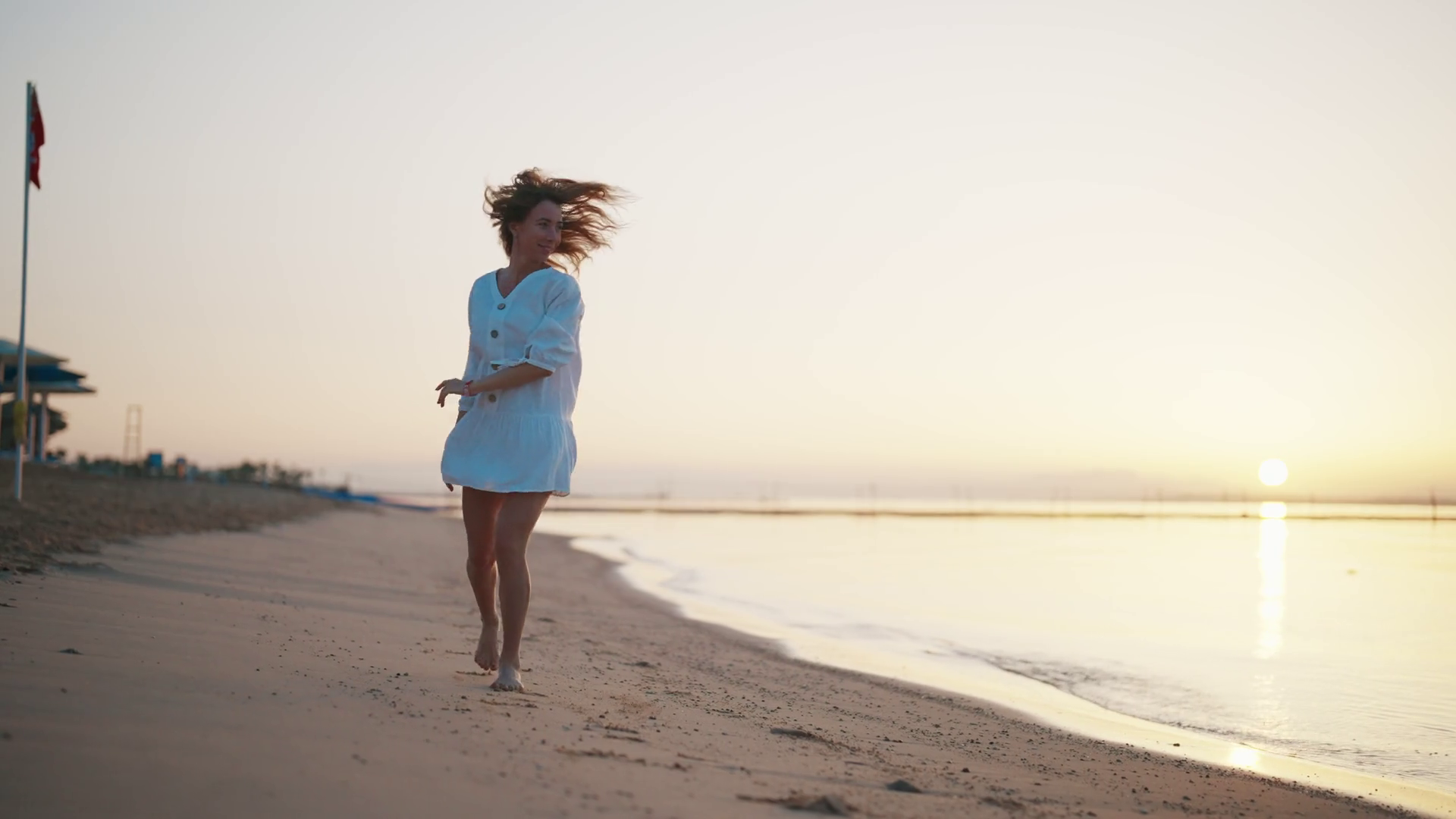 Joyful Happy Carefree Woman Running Turning Stock Footage SBV-347783021 ...