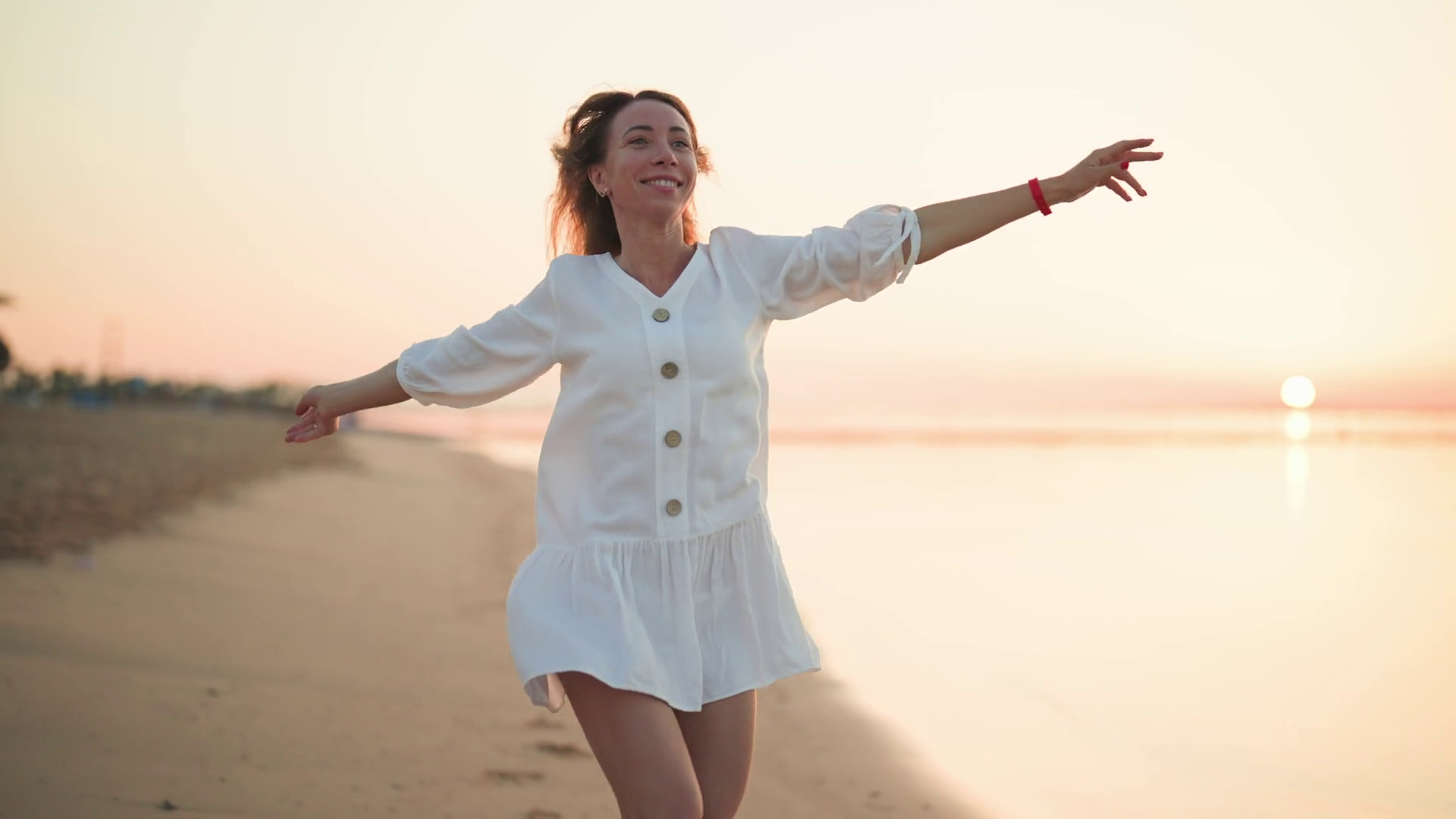 Joyful Happy Carefree Woman Running Turning Stock Footage SBV-347802637 ...