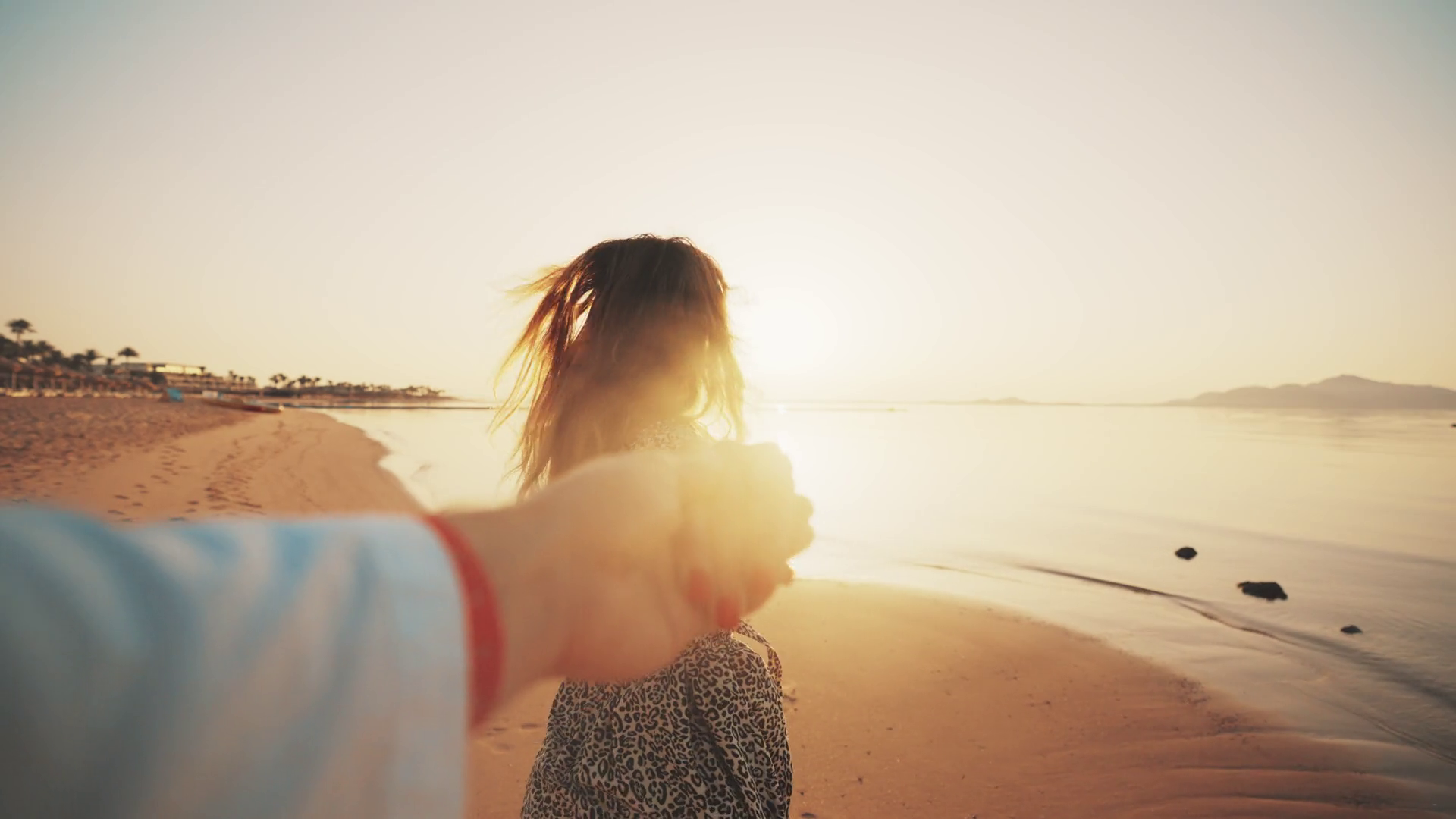 Happy Woman Holding Man Hand Looking At Stock Footage SBV-347802651 ...