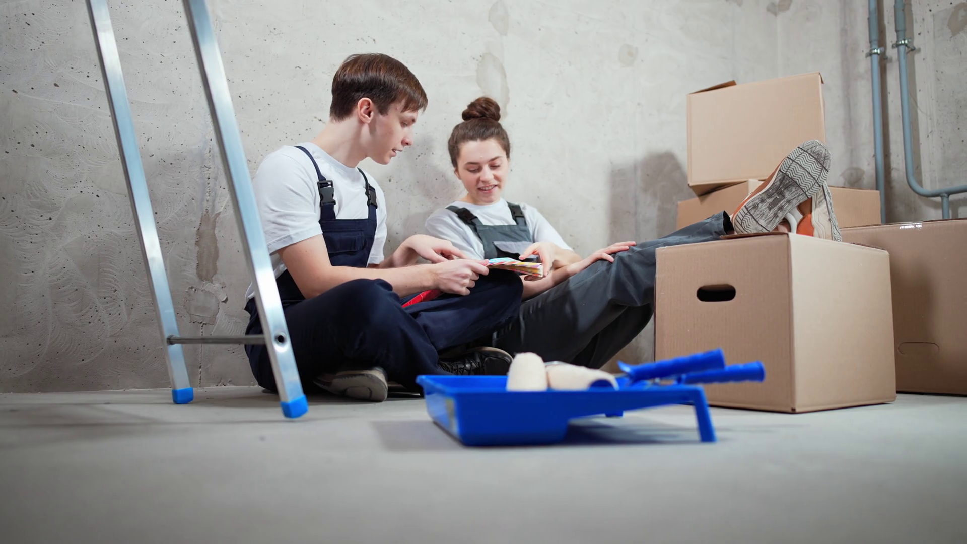 Young Married Couple Sit In Room Communicate Stock Footage SBV ...