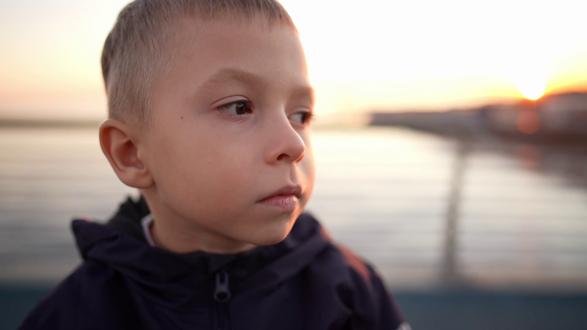 Caucasian Little Boy Looking Up At Sky In Stock Footage SBV-348482092 ...
