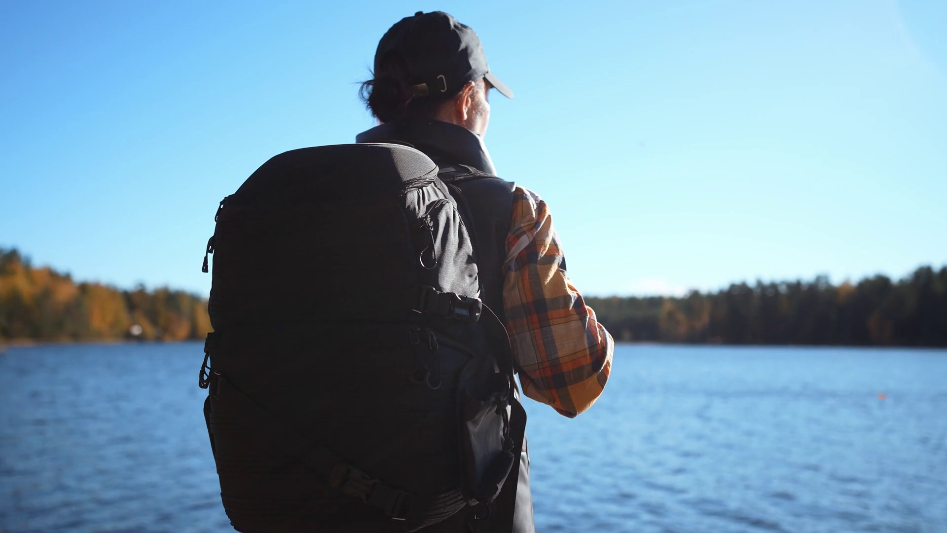 Woman Hiker Wearing Backpack Standing In Stock Footage SBV-348482123 ...