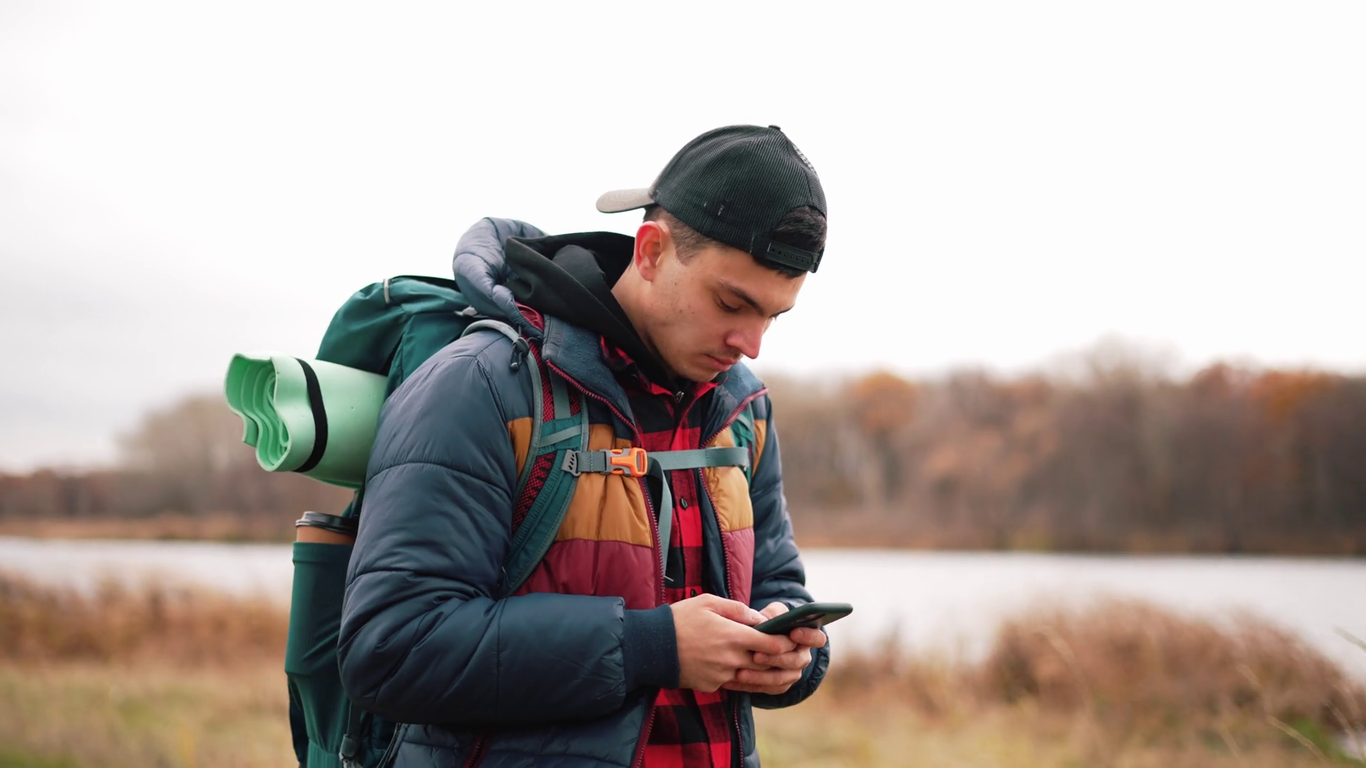 Portrait Of Young Backpacker Using Phone In Stock Footage SBV-348550193 ...