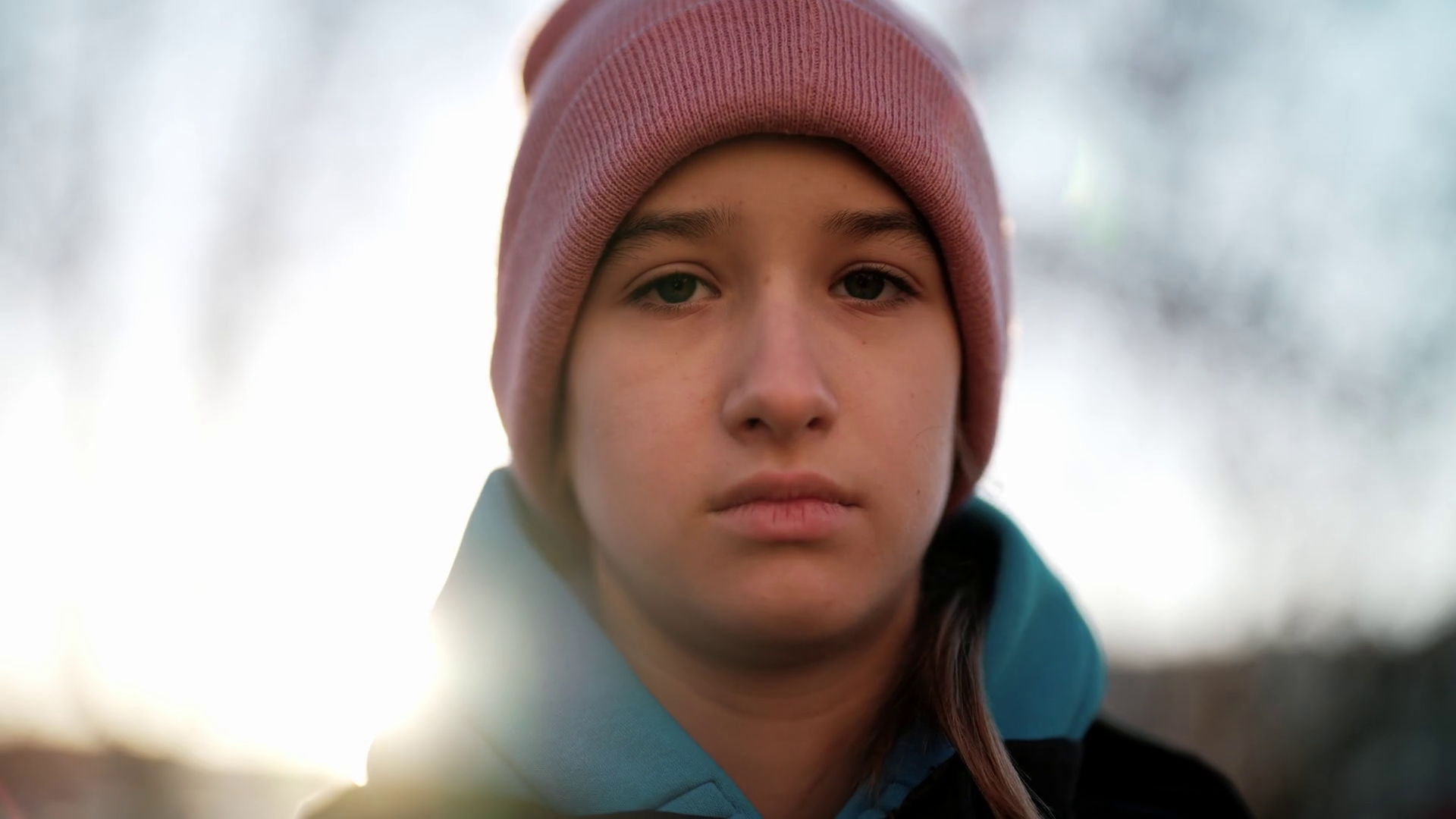 Young Caucasian Beautiful Sad Girl Looks At Stock Footage SBV-348574451 ...