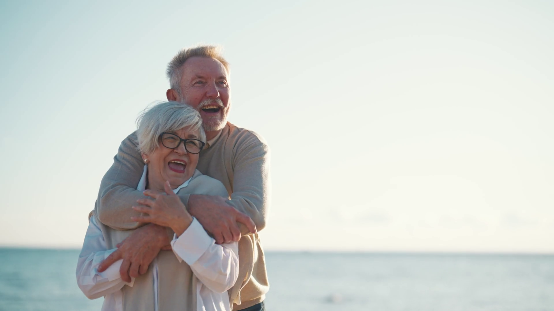 Happy Laughing Senior Man Hugging Woman On Stock Footage SBV-348664911 ...