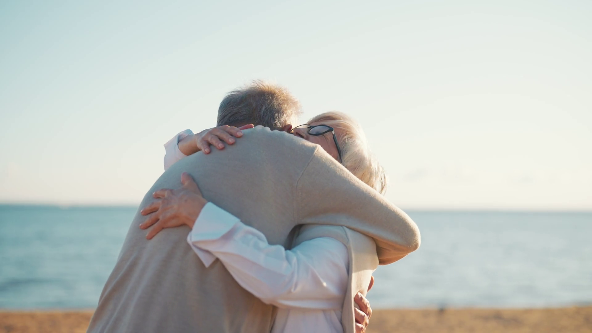 Senior Man Woman Couple Having Strong Hugs Stock Footage SBV-348664851 ...