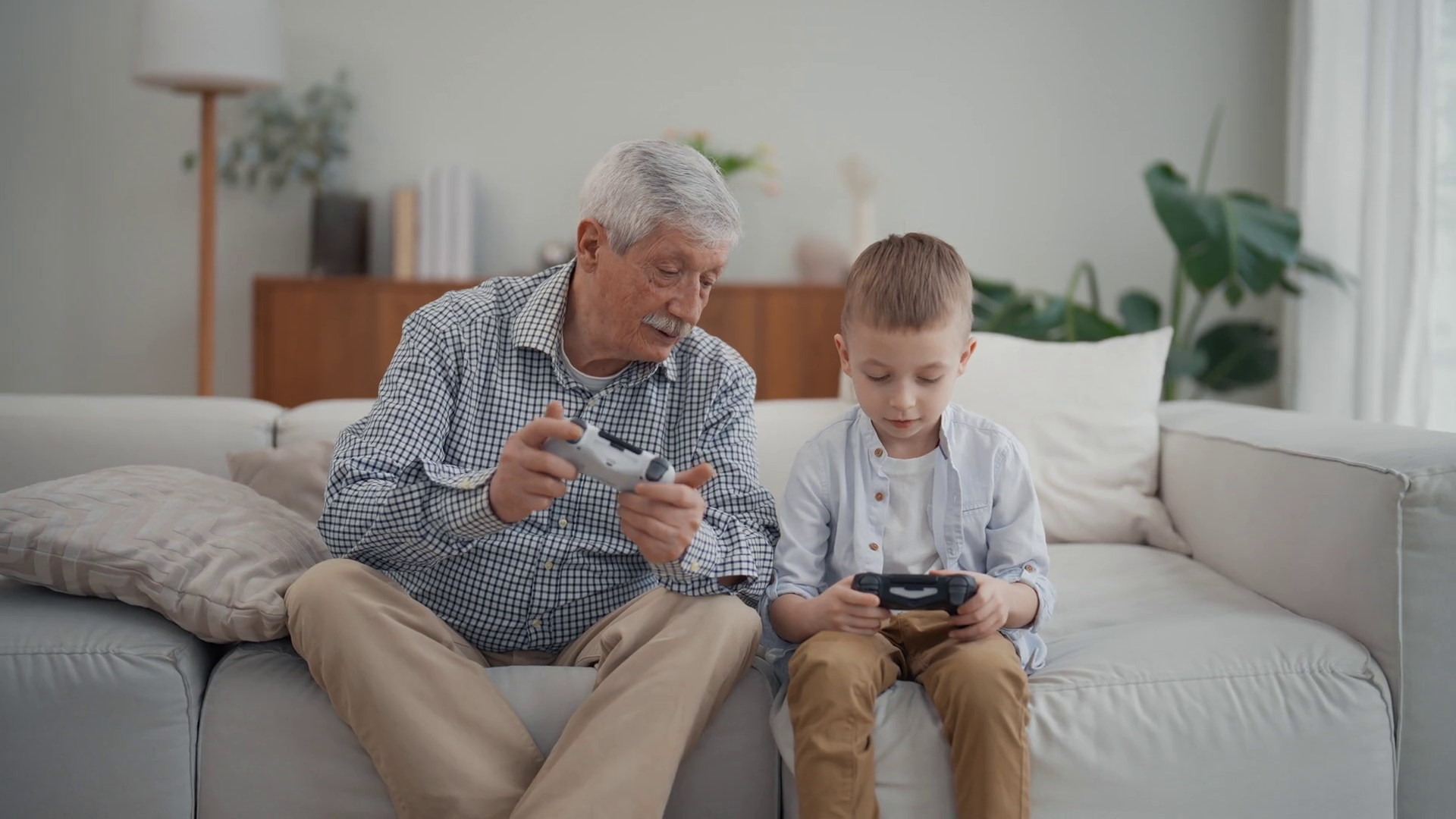 Old Senior Grandpa Cute Little Child Stock Footage SBV-348650731 ...
