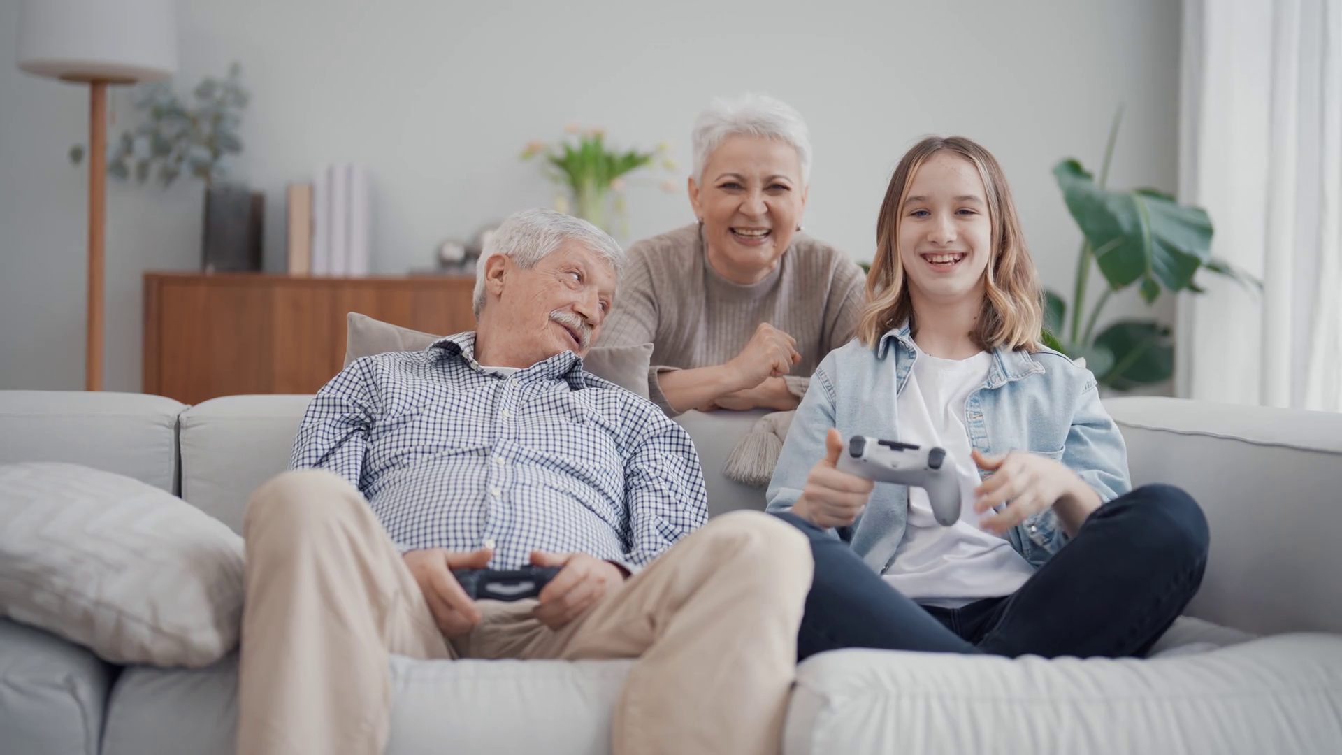 Cheerful Granny Grandpa Playing Video Games Stock Footage SBV-348643758 ...