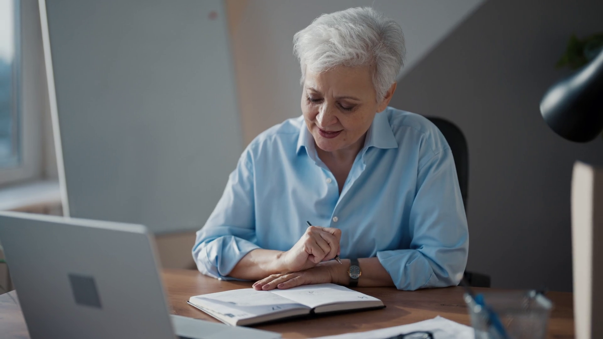 Senior Serious Elegant Confident Gray Haired Stock Footage SBV ...