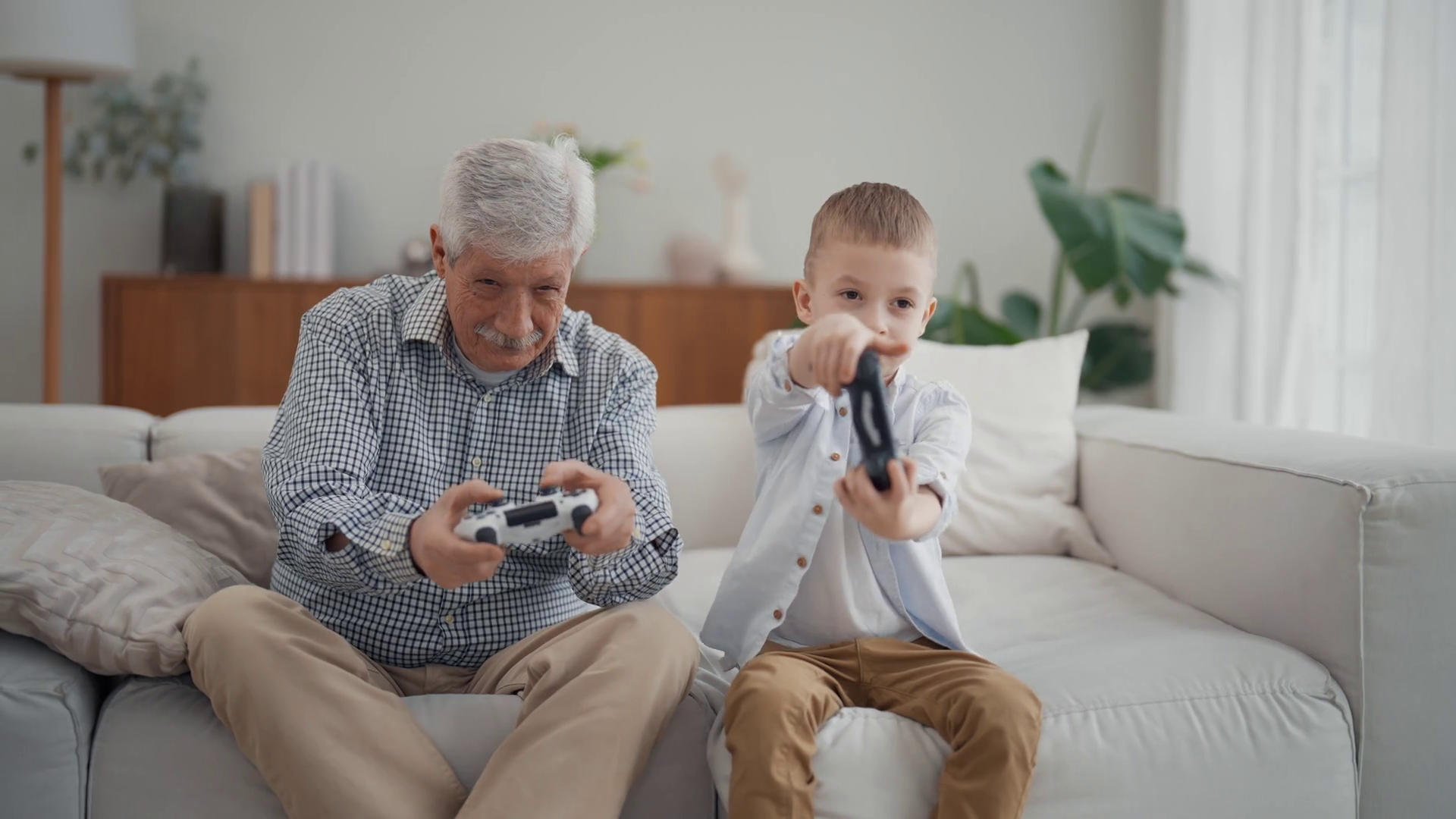 Old Senior Grandpa Cute Little Child Stock Footage SBV-348689726 ...