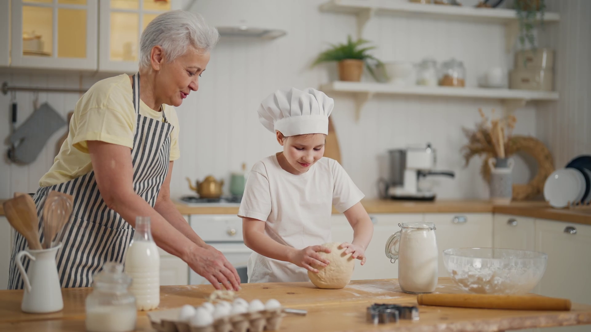 Granny Teaching Granddaughter To Cook Family Stock Footage SBV ...