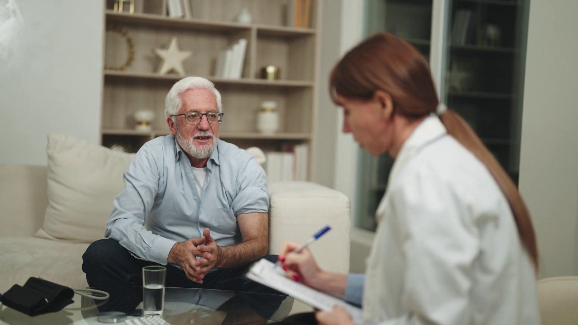 Senior Man Visits Geriatric Therapist Old Stock Footage SBV-348713993 ...