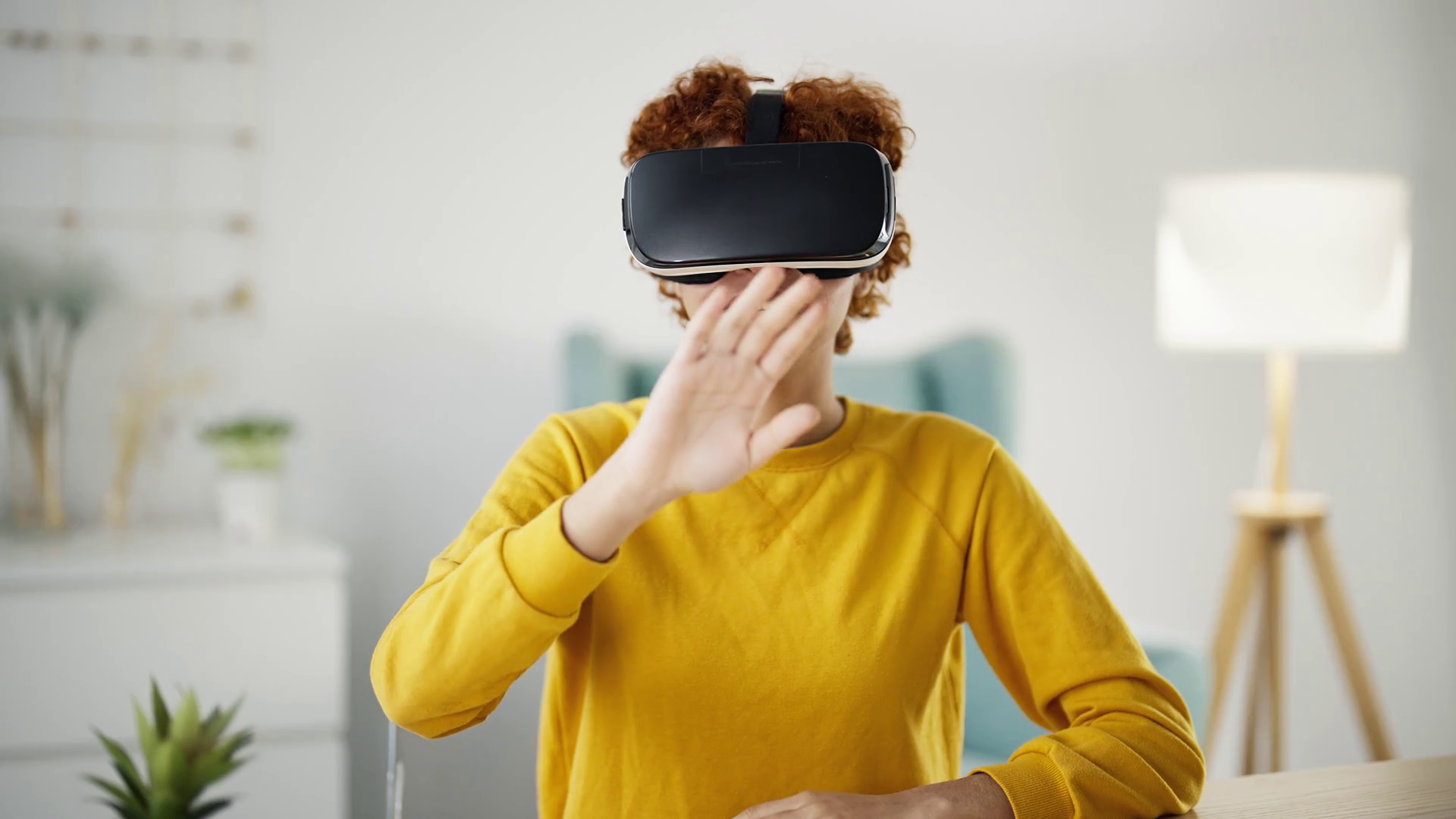 Young Woman At Home Put 3d Of Virtual Stock Footage SBV-348683459 ...