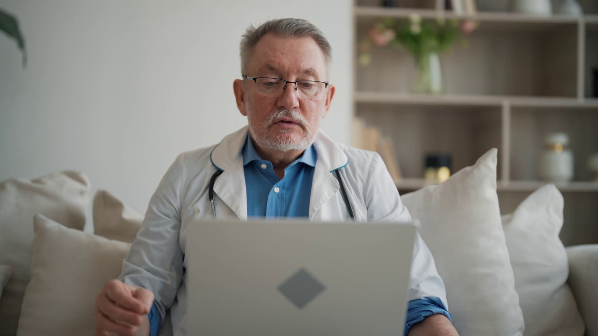 Professional Serious Senior Doctor Works On Stock Footage SBV-348714324 ...