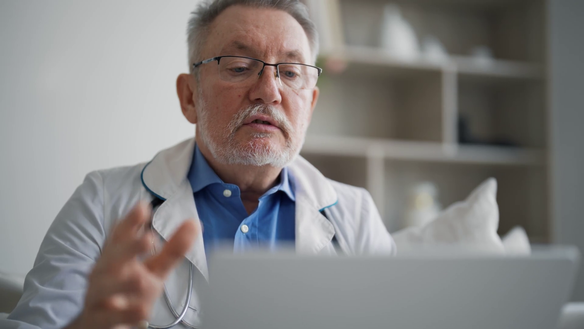 Professional Serious Senior Doctor Works On Stock Footage SBV-348722321 ...