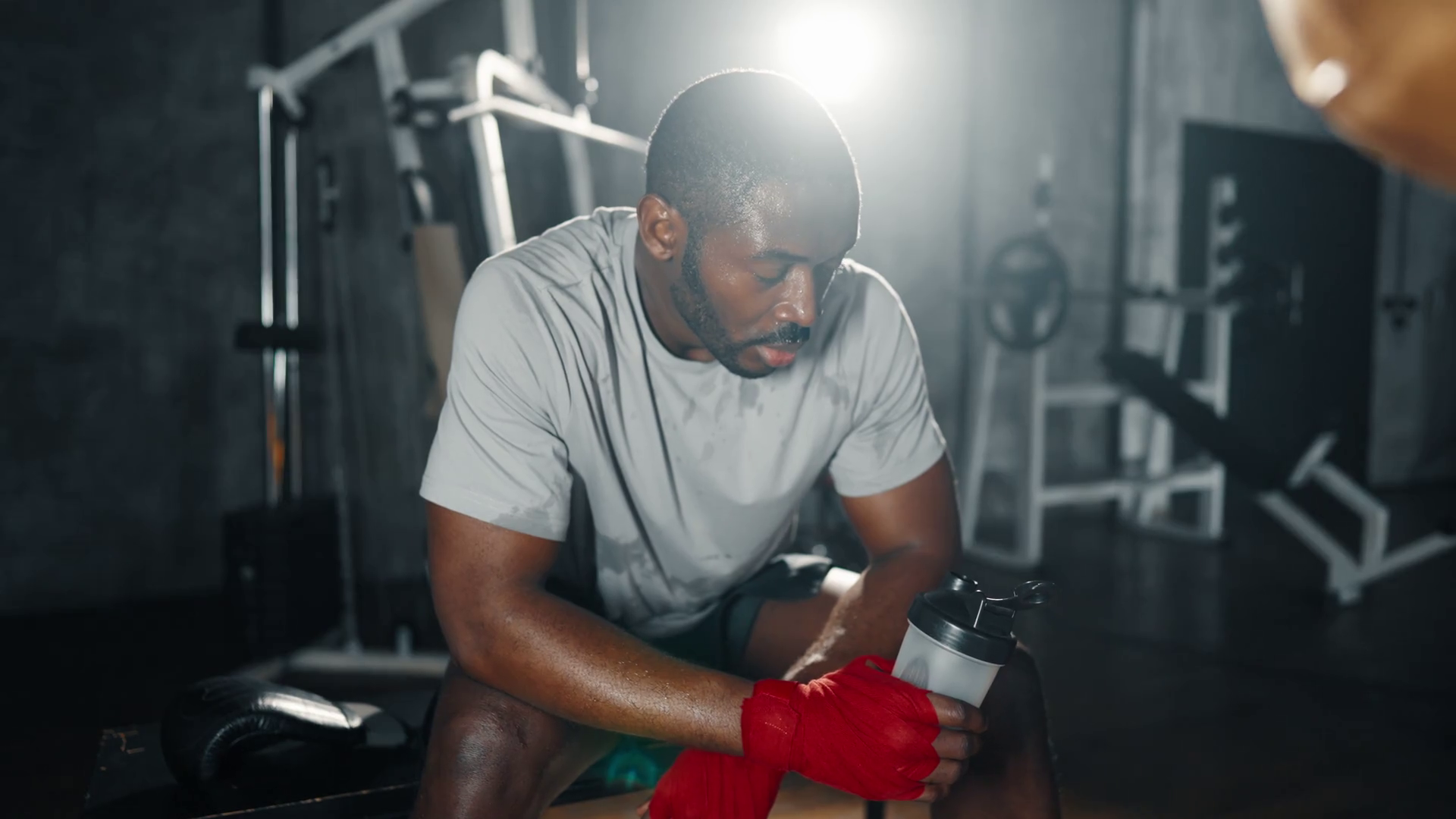 Fighter Breathing Training In Gym Tired Stock Footage SBV-348730300 ...