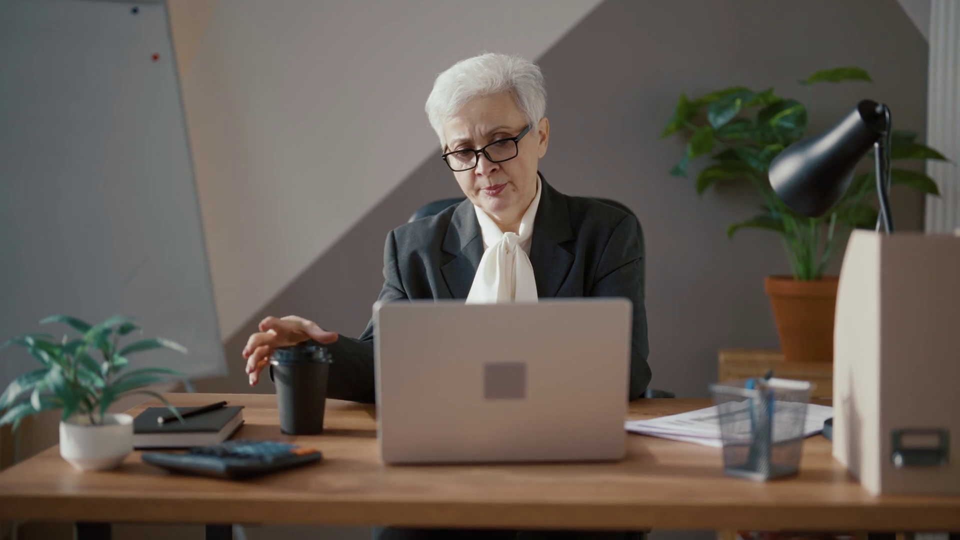 Serious Senior Woman Leader Office Worker Stock Footage SBV-348735069 ...