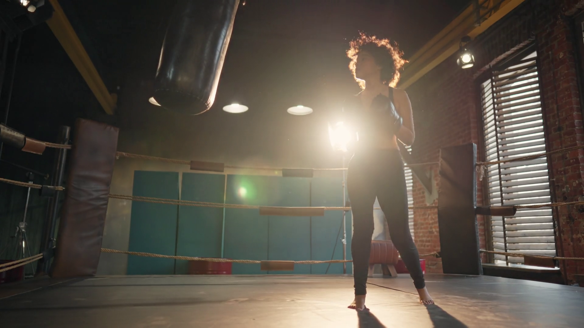 Afro American Woman Boxer With Curly Hair Stock Footage SBV-348735117 ...