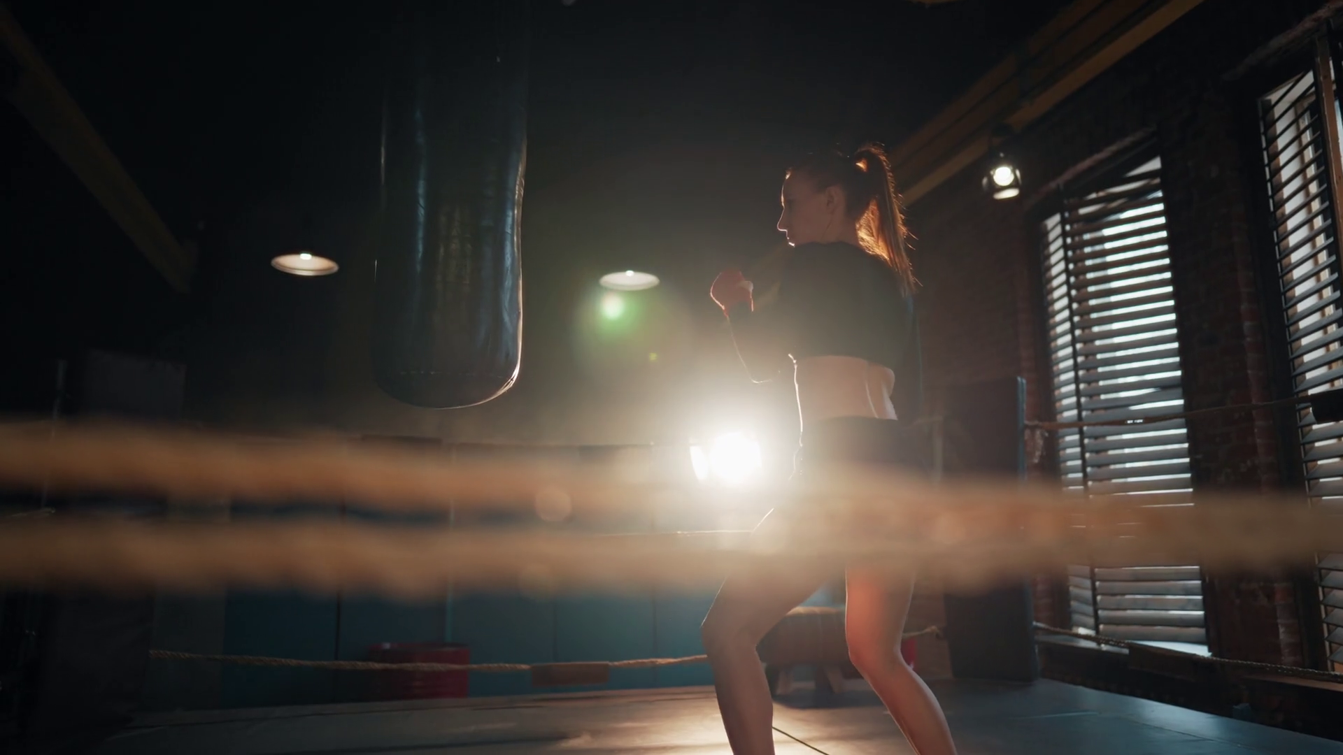 Woman Boxer Hair Boxing In Gym On Boxing Stock Footage SBV-348750137 ...