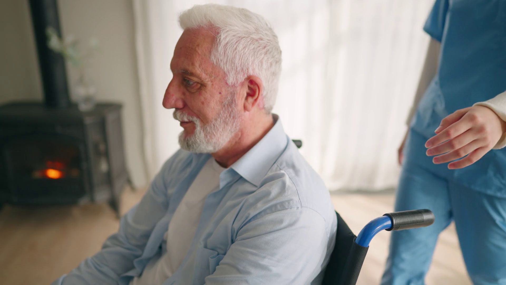 Old Man In Wheelchair Talks With Nurse Stock Footage SBV-348750189 ...