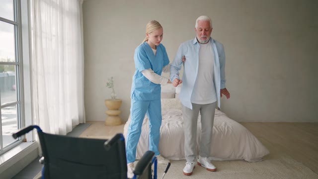 Helping Old Man Walk Stock Footage: Royalty-Free Video Clips - Storyblocks