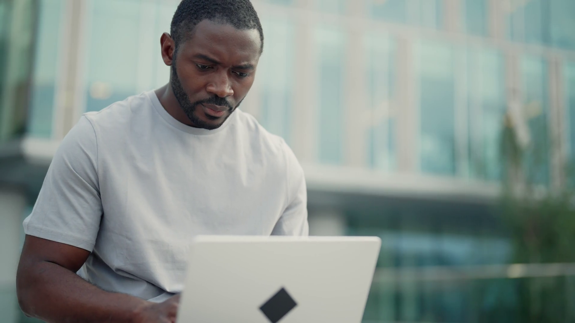 Serious Focused Man Works On Laptop Sitting Stock Footage SBV-348749927 ...