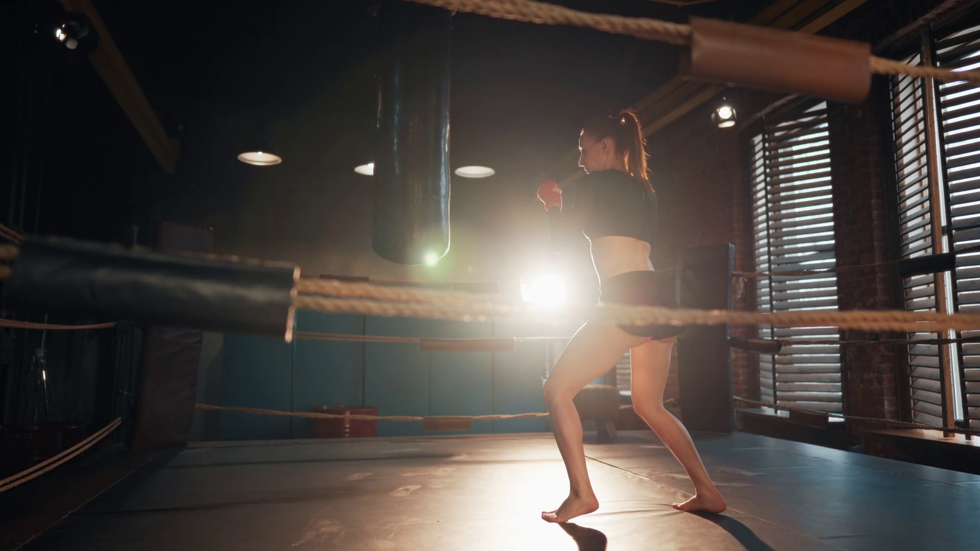 Woman Boxer Hair Boxing In Gym On Boxing Stock Footage SBV-348749971 ...