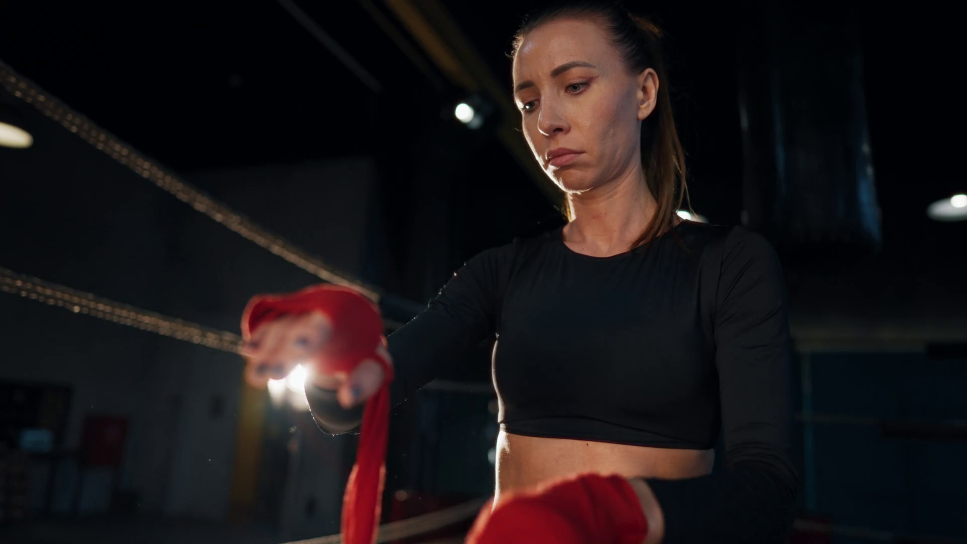 Woman Fighter Boxer Wraps Hand With Boxing Stock Footage SBV-348778523 ...