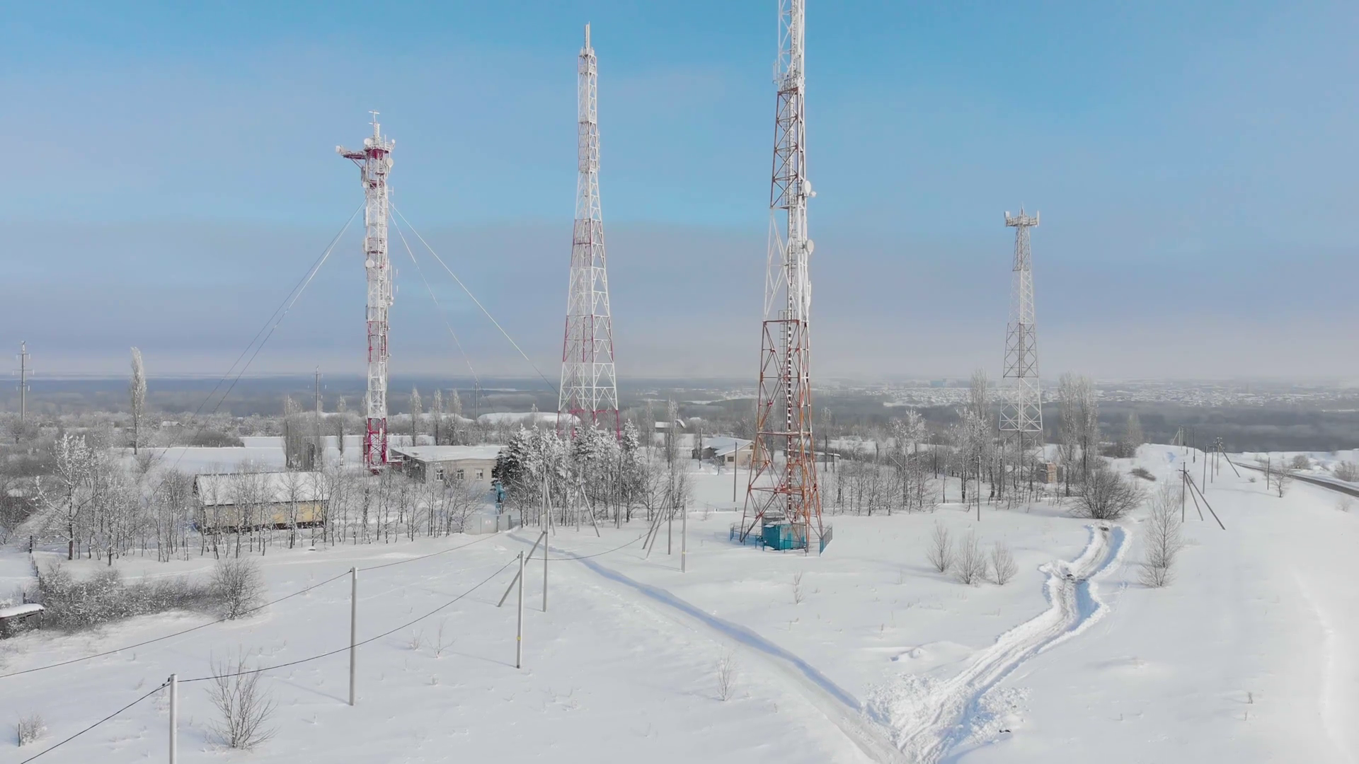 Aerial View Frozen Television Towers In Stock Footage SBV-331715899 ...