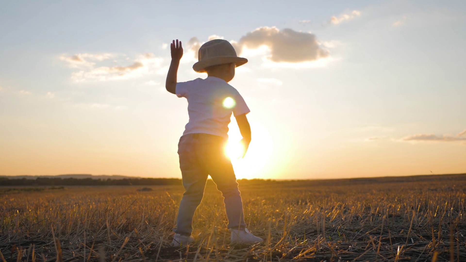 Adorable Child Dancing In Field At Sunset Stock Footage SBV-338655518 ...