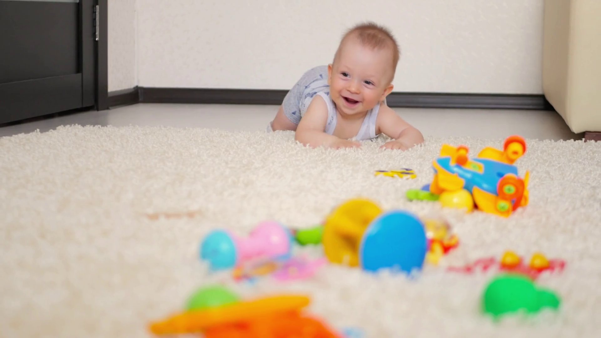 Little Baby Boy Of Seven Months Crawling On Stock Footage SBV-323646403 ...