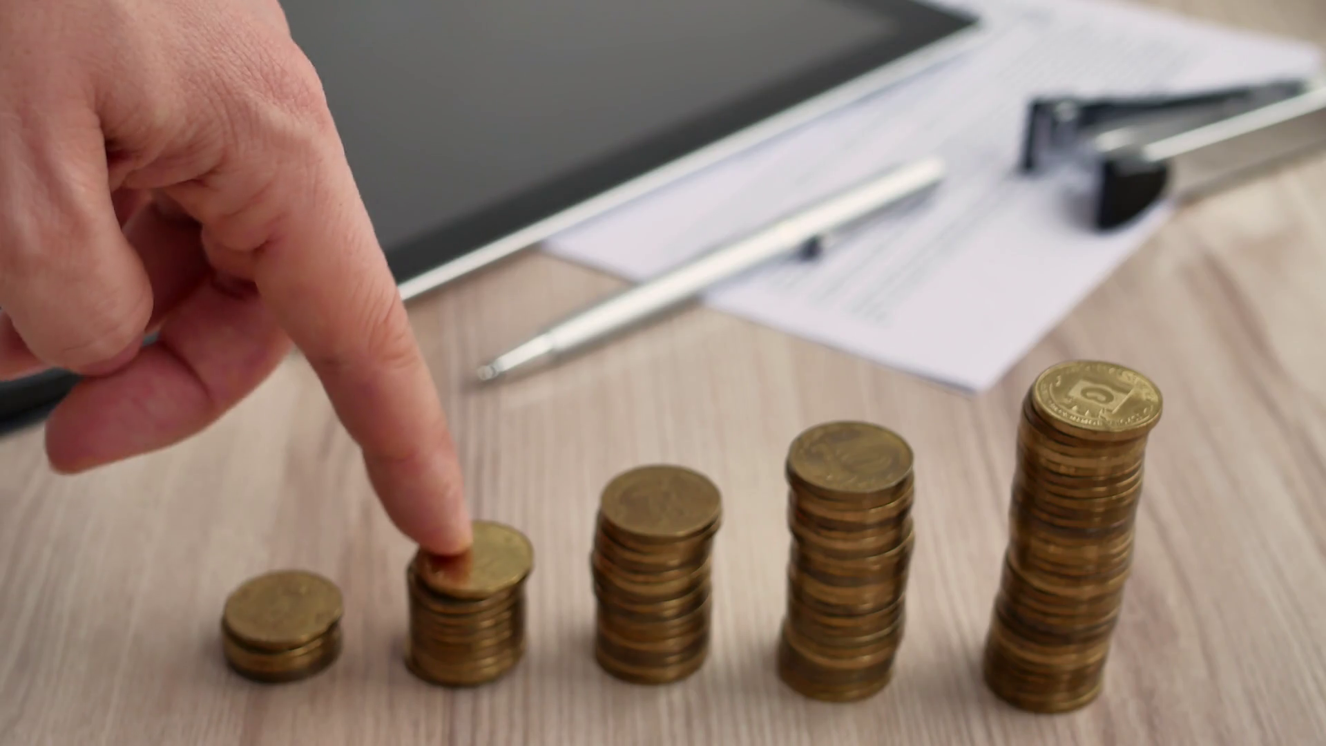 Man Hand Holding Coin Dollar On Money Coin Stock Footage SBV-319830602 ...