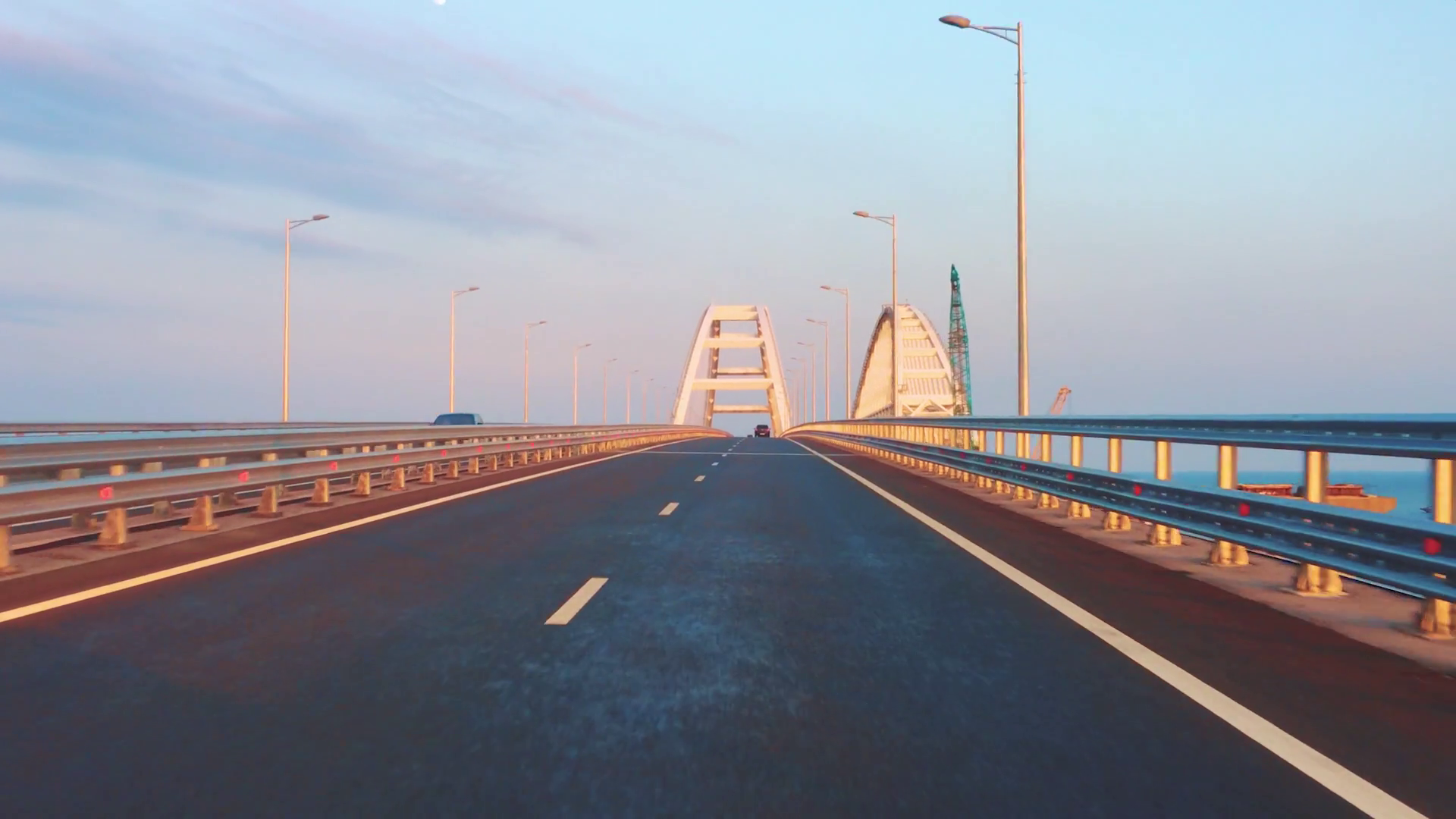 Pov View Road Of Crimean Bridge Kerch Bridge Stock Footage SBV ...