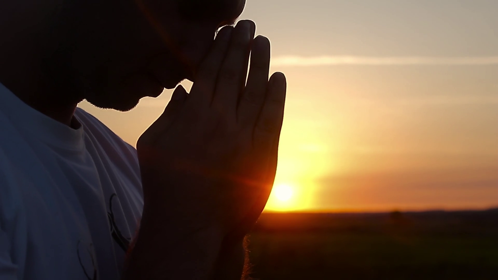 Silhouette Of Man Praying At Sunset Concept Stock Footage SBV-317603662 ...