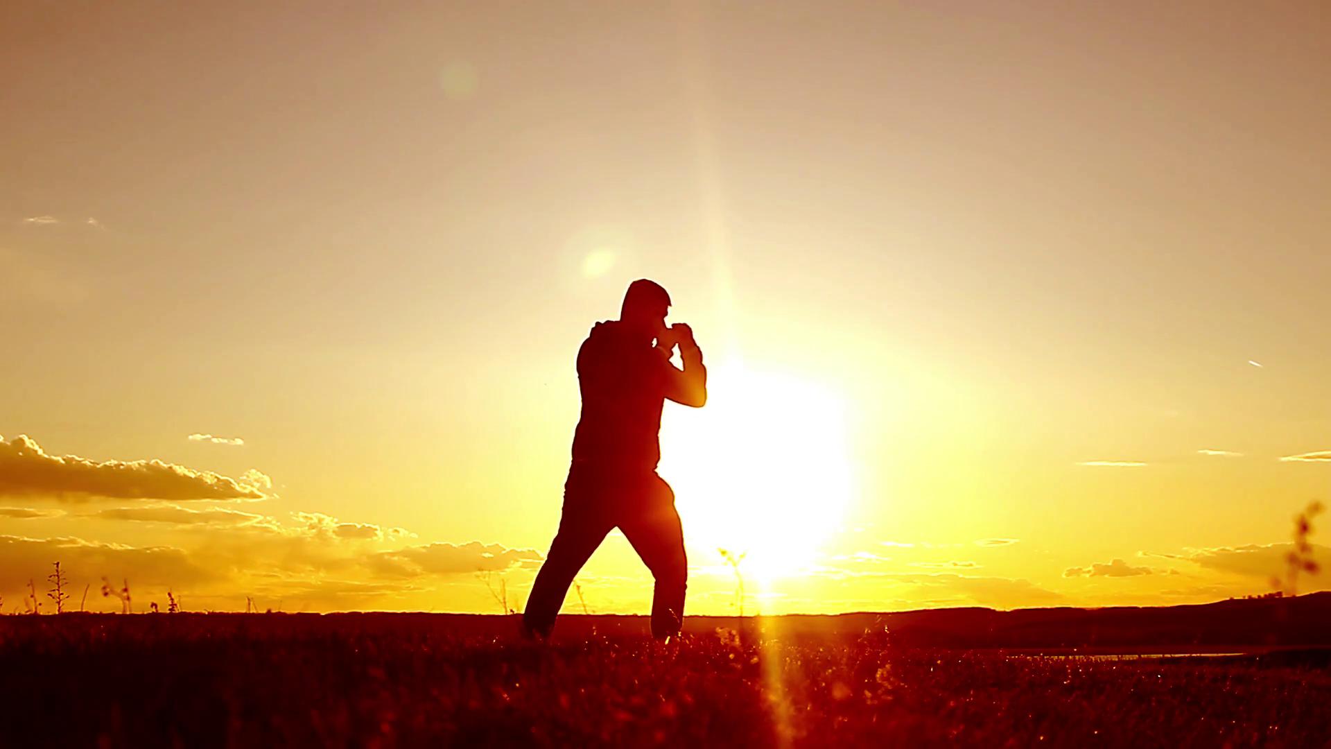Man Practicing Thai Boxing At Sunset On Stock Footage SBV-314362873 ...