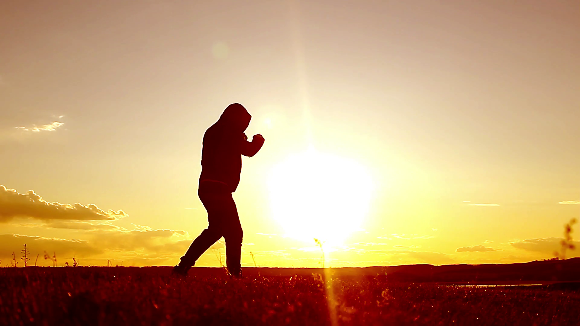Man Practicing Thai Boxing At Sunset On Stock Footage SBV-314359535 ...