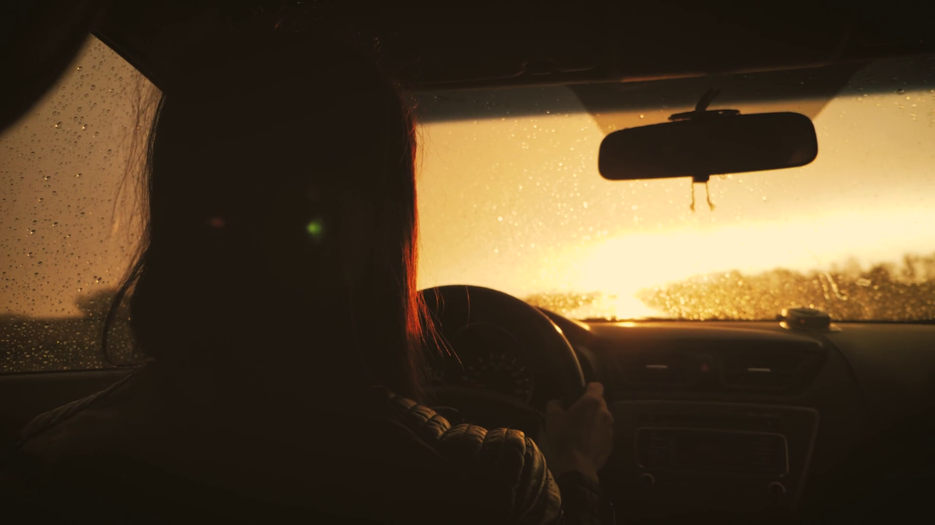 The Girl Was Driving Rain Was Falling Stock Footage SBV-334774128 ...