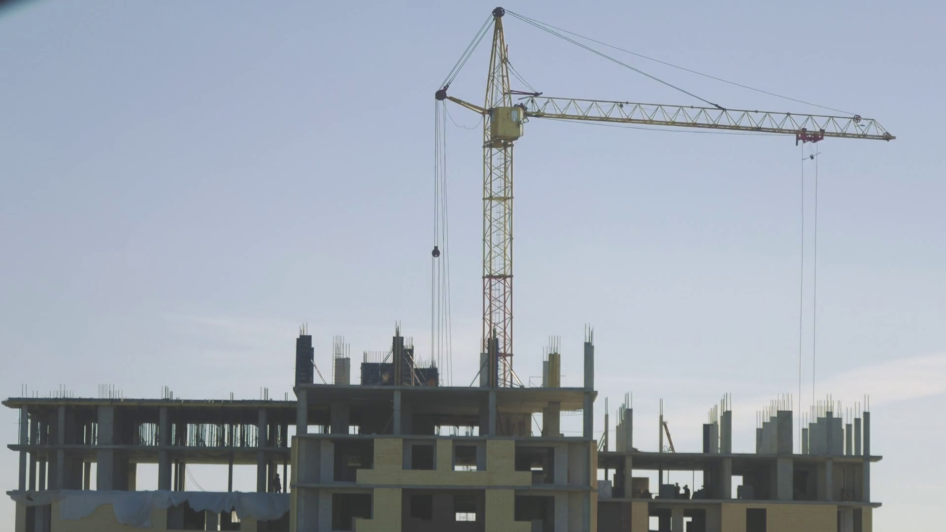 Timelapse Construction Site Crane Is Lifting Stock Footage SBV ...