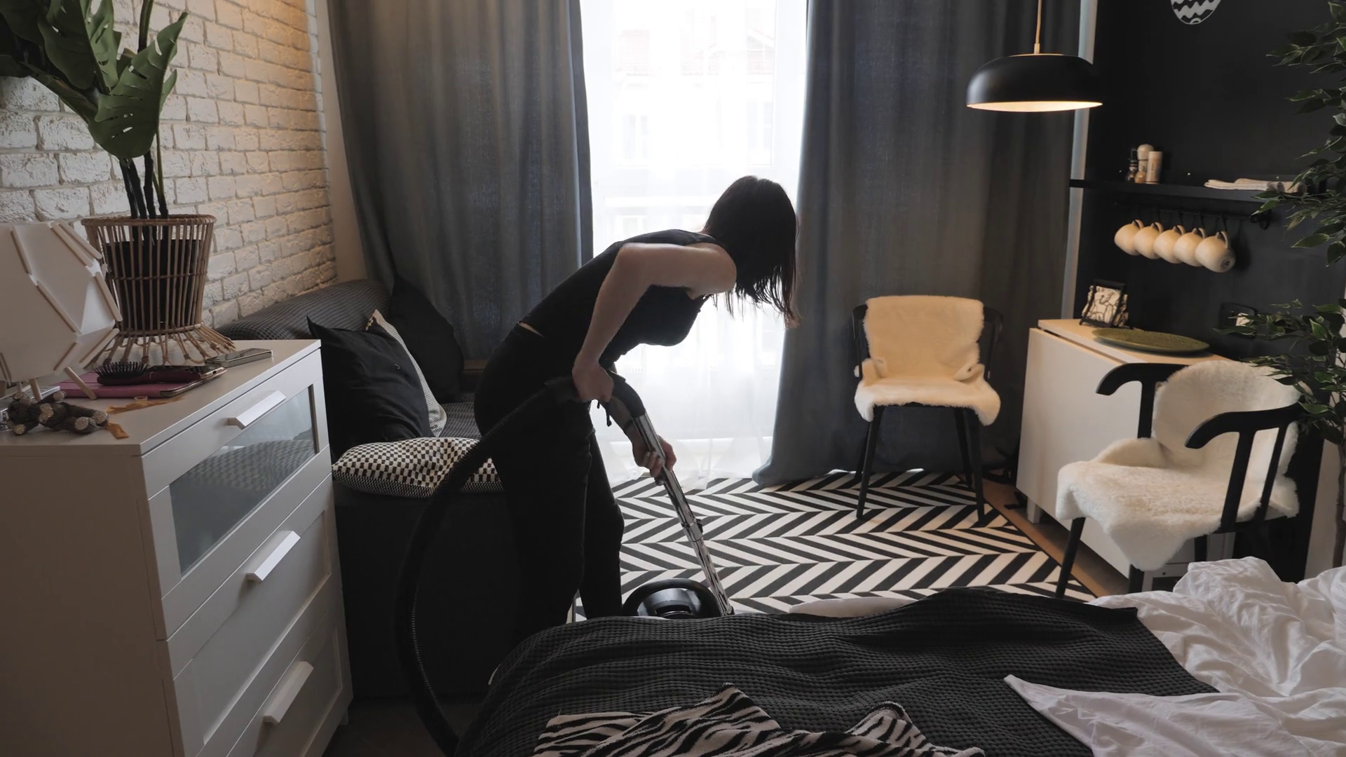Woman Cleaning House: Vacuuming Housework Stock Footage SBV-334771851 ...