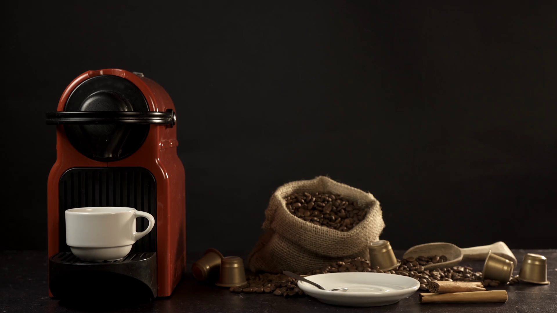 Red Nespresso Machines Coffee Beans Capsules Stock Footage SBV ...