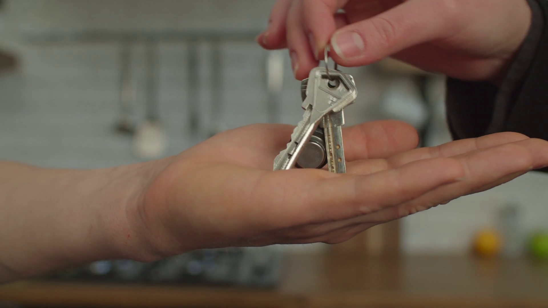 Close-up Of Female Realtor Hand Passing Set Stock Footage SBV-346794776 ...