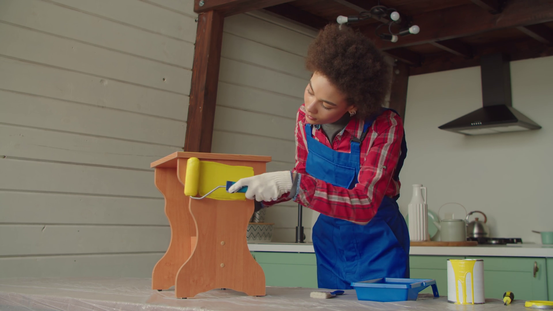 Concentrated Charming Black Female Diyer In Stock Footage SBV-347519475 ...