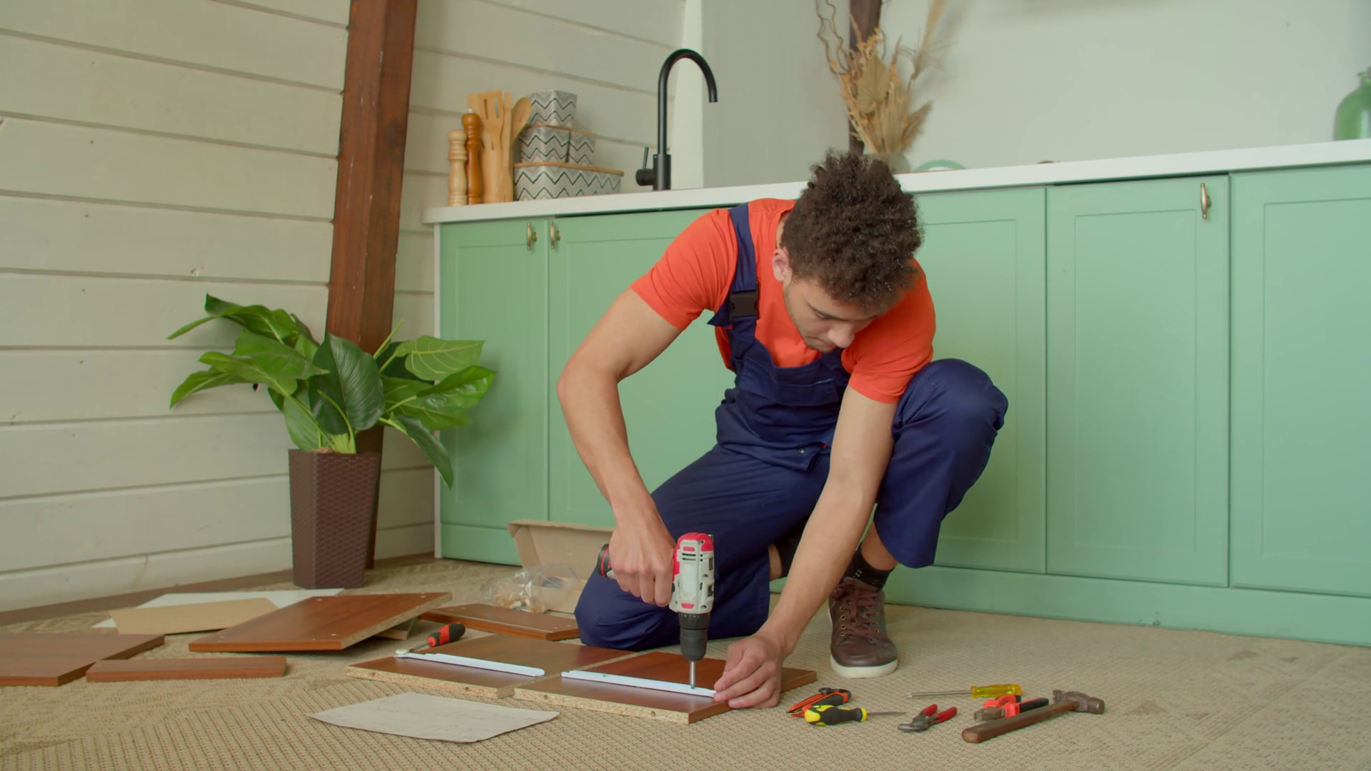 Skillful African American Handyman In Stock Footage SBV-347624689 ...