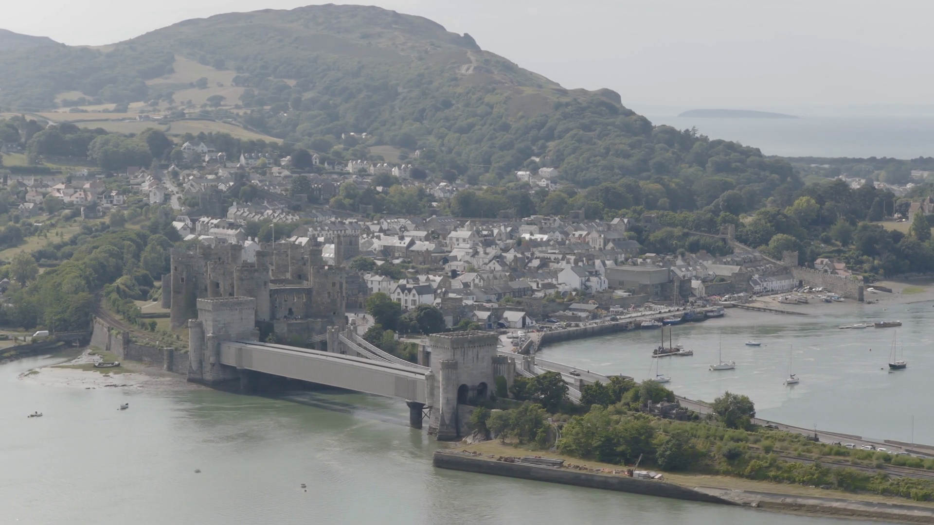 Aerial View Of Conwy Castle Conwy In North Stock Footage SBV-352621700 ...