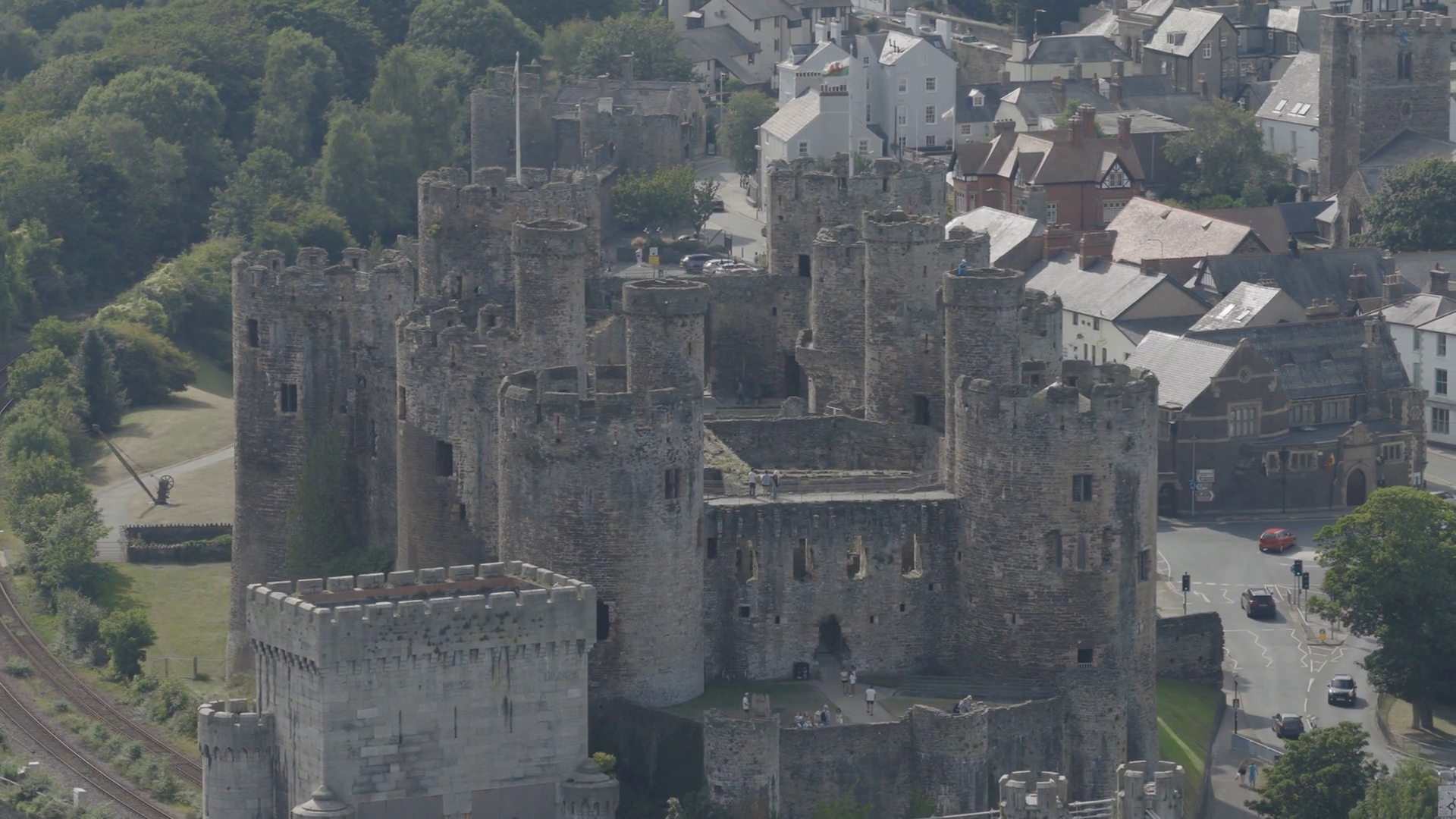 Aerial View Of Conwy Castle Conwy In North Stock Footage SBV-352622149 ...