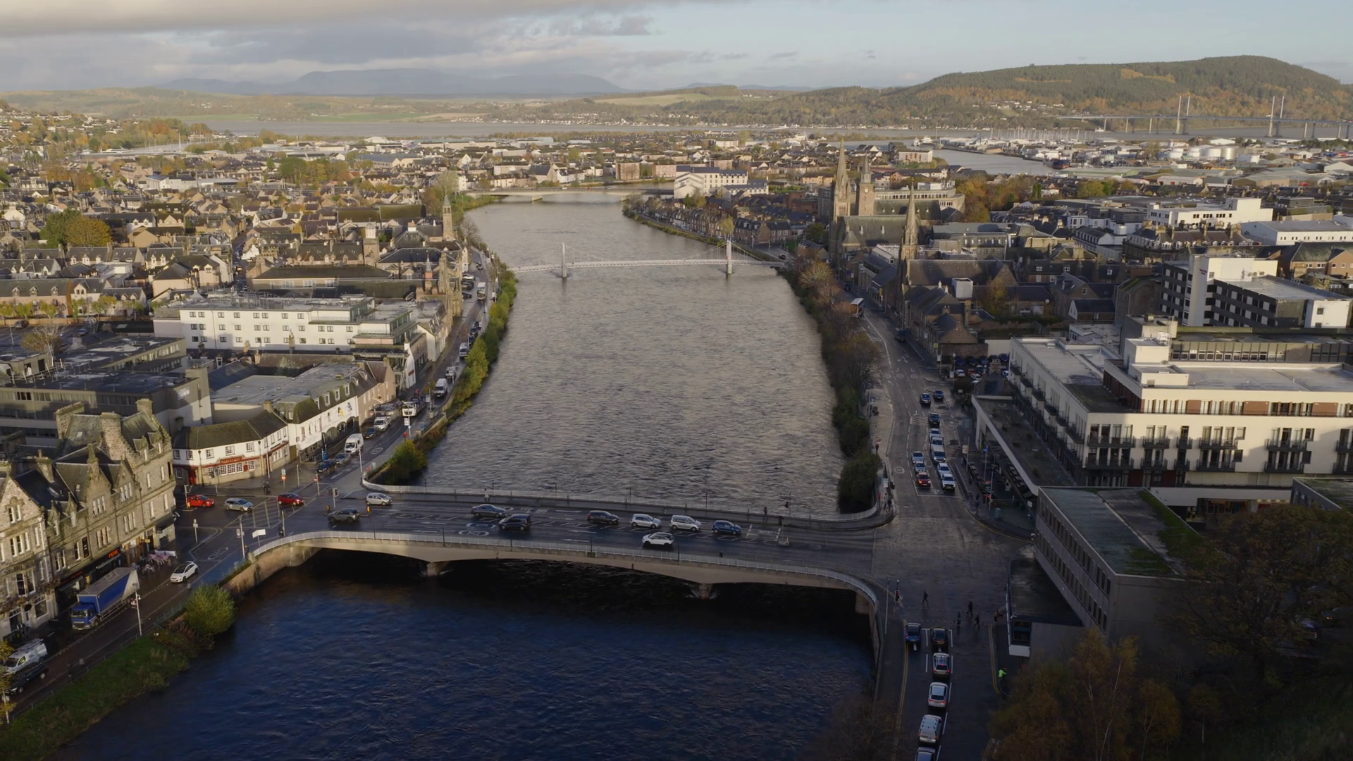 Establishing Aerial View Of Inverness City Stock Footage SBV-353139702 ...